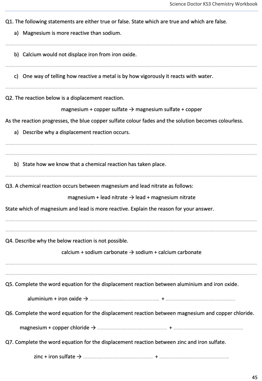 Science Doctor – Secondary school physics worksheets & science teaching ...